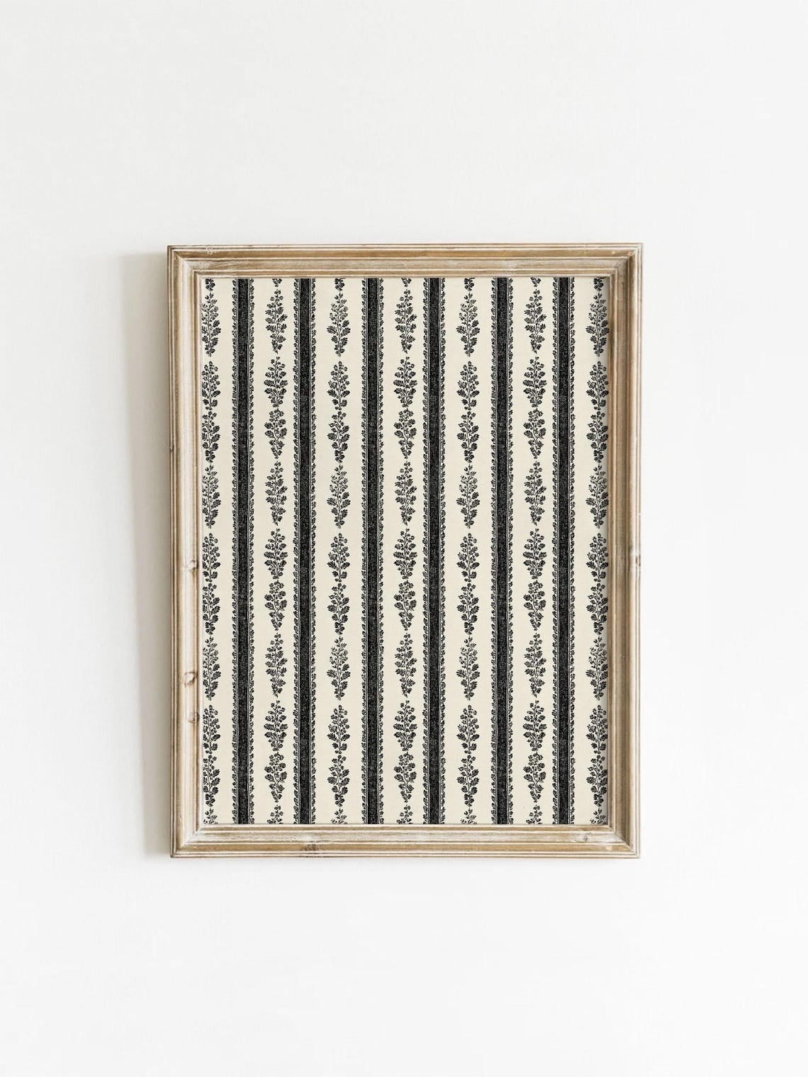 Black White Stripe Floral Pattern Flower Stripe Vintage Farmhouse ...