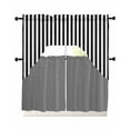 Black White Stripe Kitchen Curtains Set for Windows 3 Piece Cafe ...