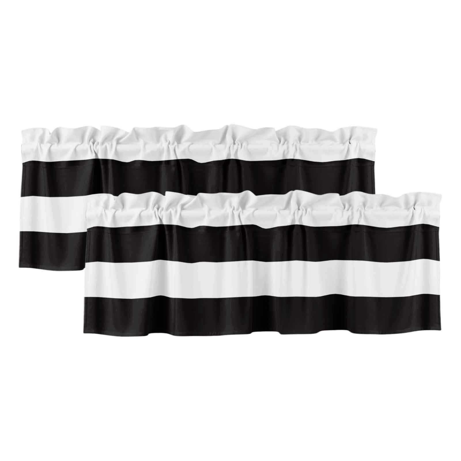 Black and White Stripe Pattern Valances for Windows 2 Panels Simple ...