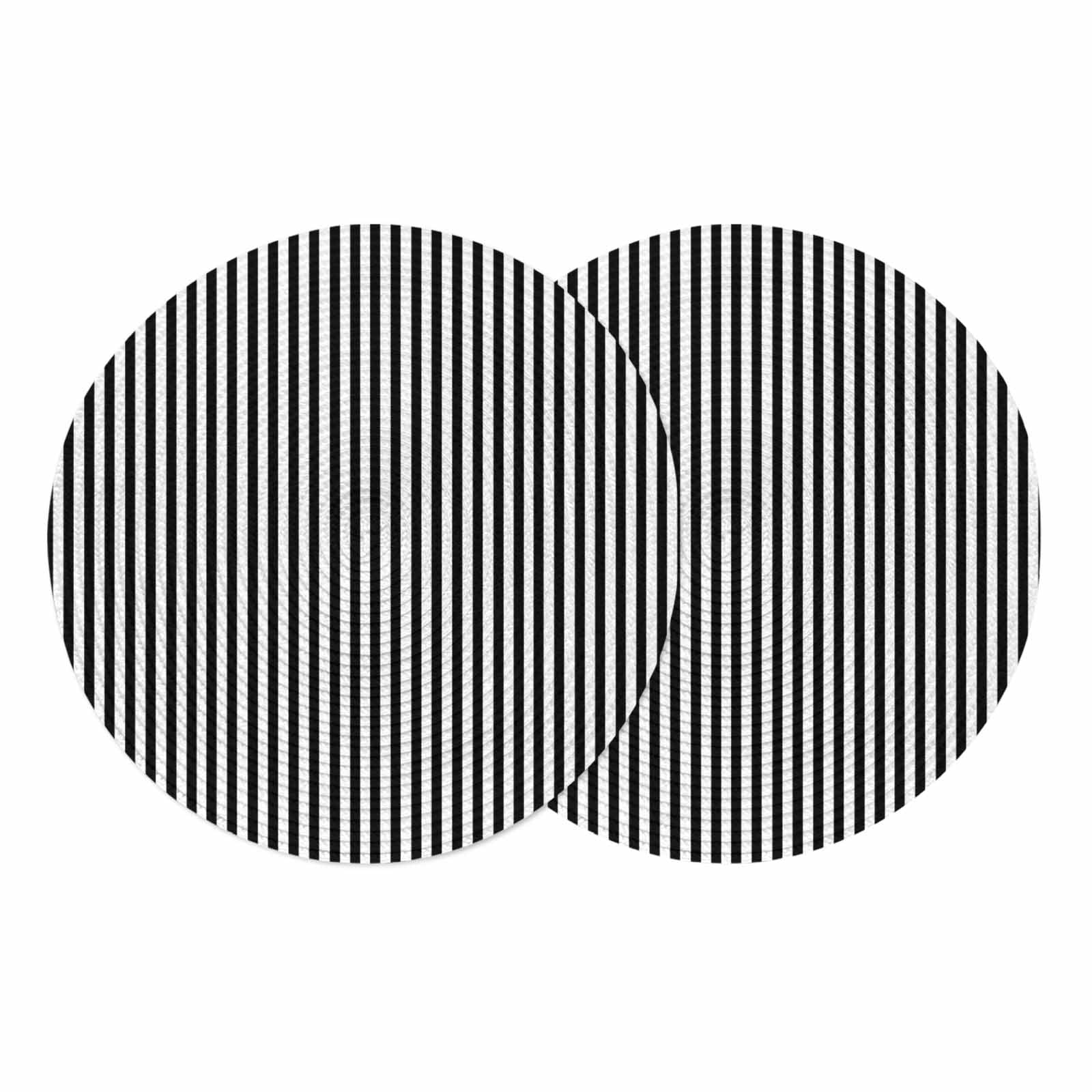 Black White Stripe Round Placemats Set of 2, Braided Polypropylene ...