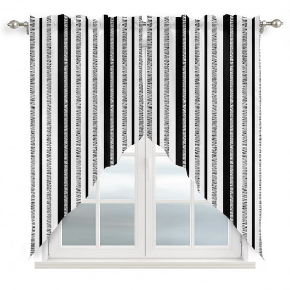 Black White Stripe Swag Valances for Windows 2 Pack Modern Minimalist ...