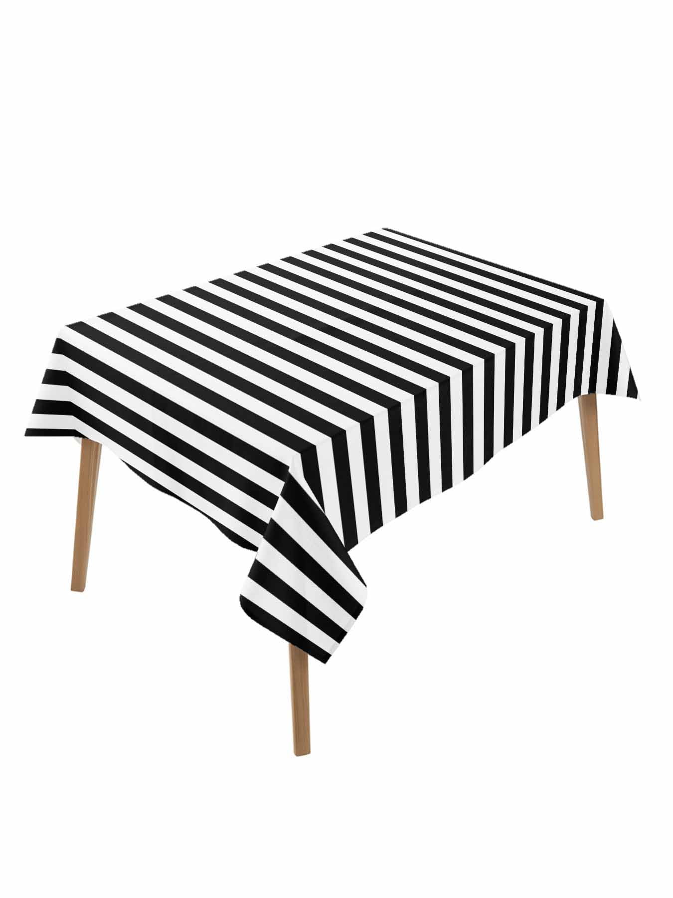 Black White Stripe Table Cloth, Modern Minimalist Geometric Striped ...