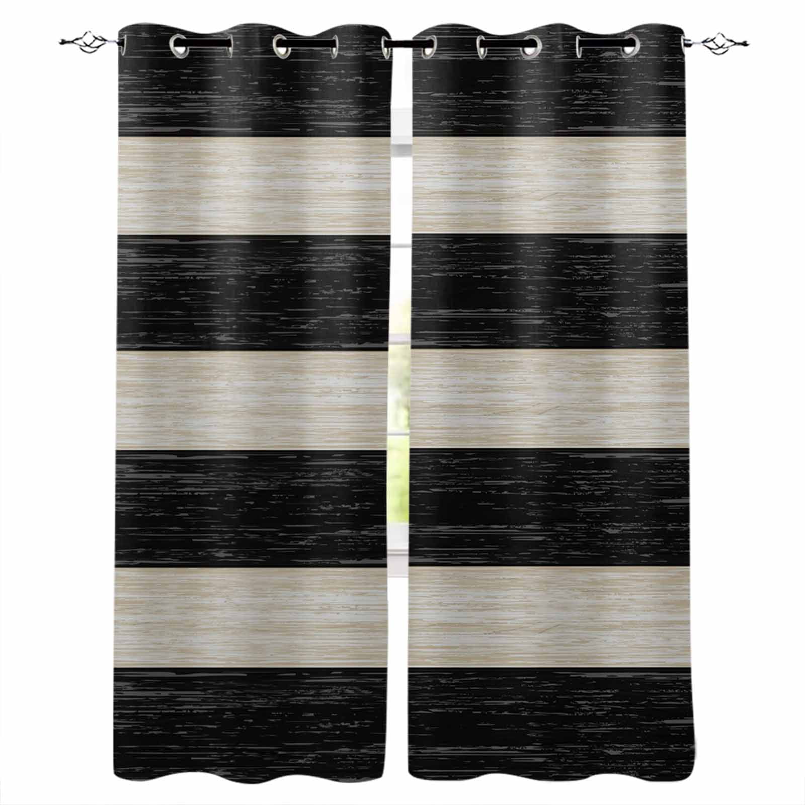 Black White Striped Blackout Curtains for Bedroom, Farmhouse Vintage ...