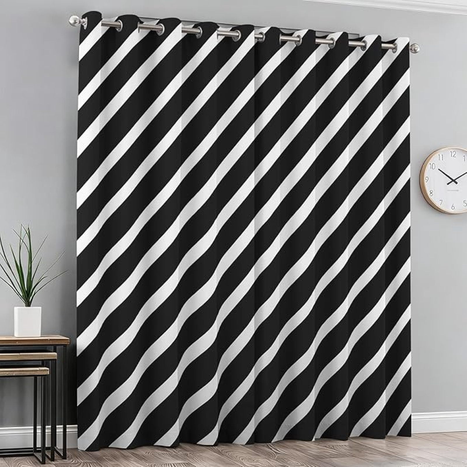 Black White Striped Curtains