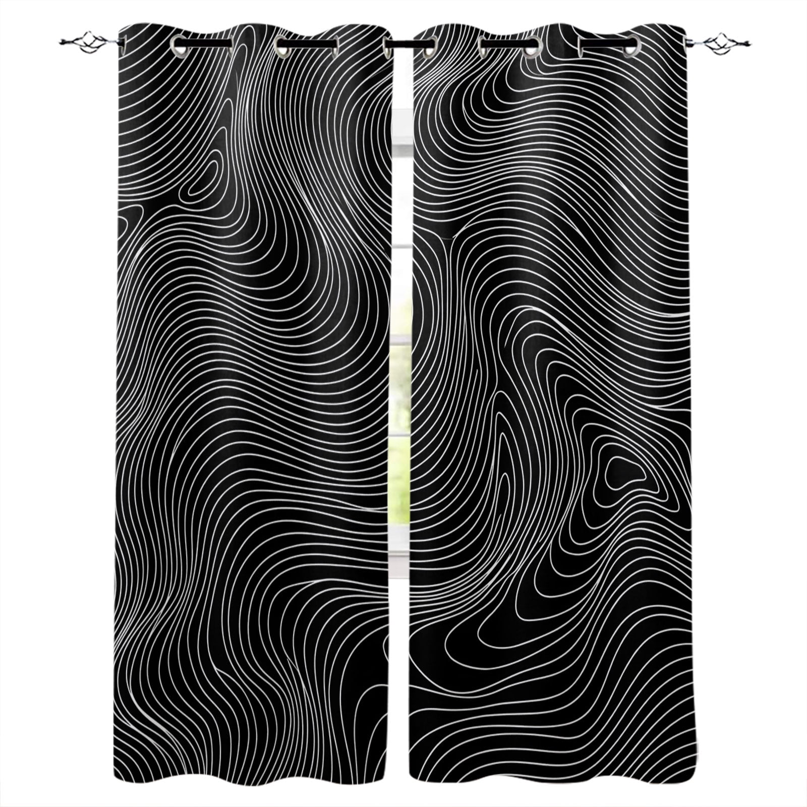 Black White Striped Kitchen Curtains Modern Abstract Art Lines Stripes ...