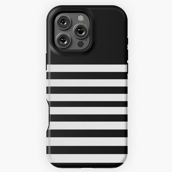 Black White Striped Minimalist iPhone Tough Case 17 through 11 Pro Max ...