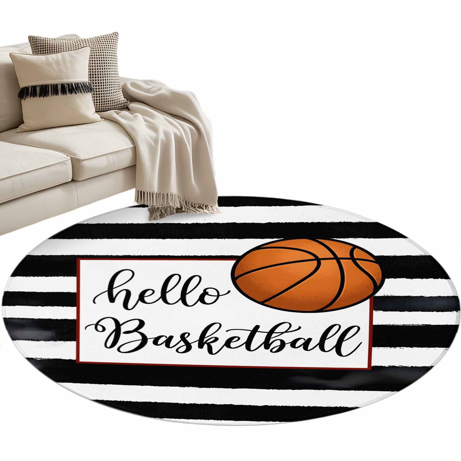 Black White Striped Round Rug 3ft Washable Circle Entryway Rugs Non ...