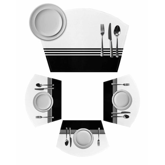 Black White Striped Round Table Placemats Set of 2 Wedge Placemats ...
