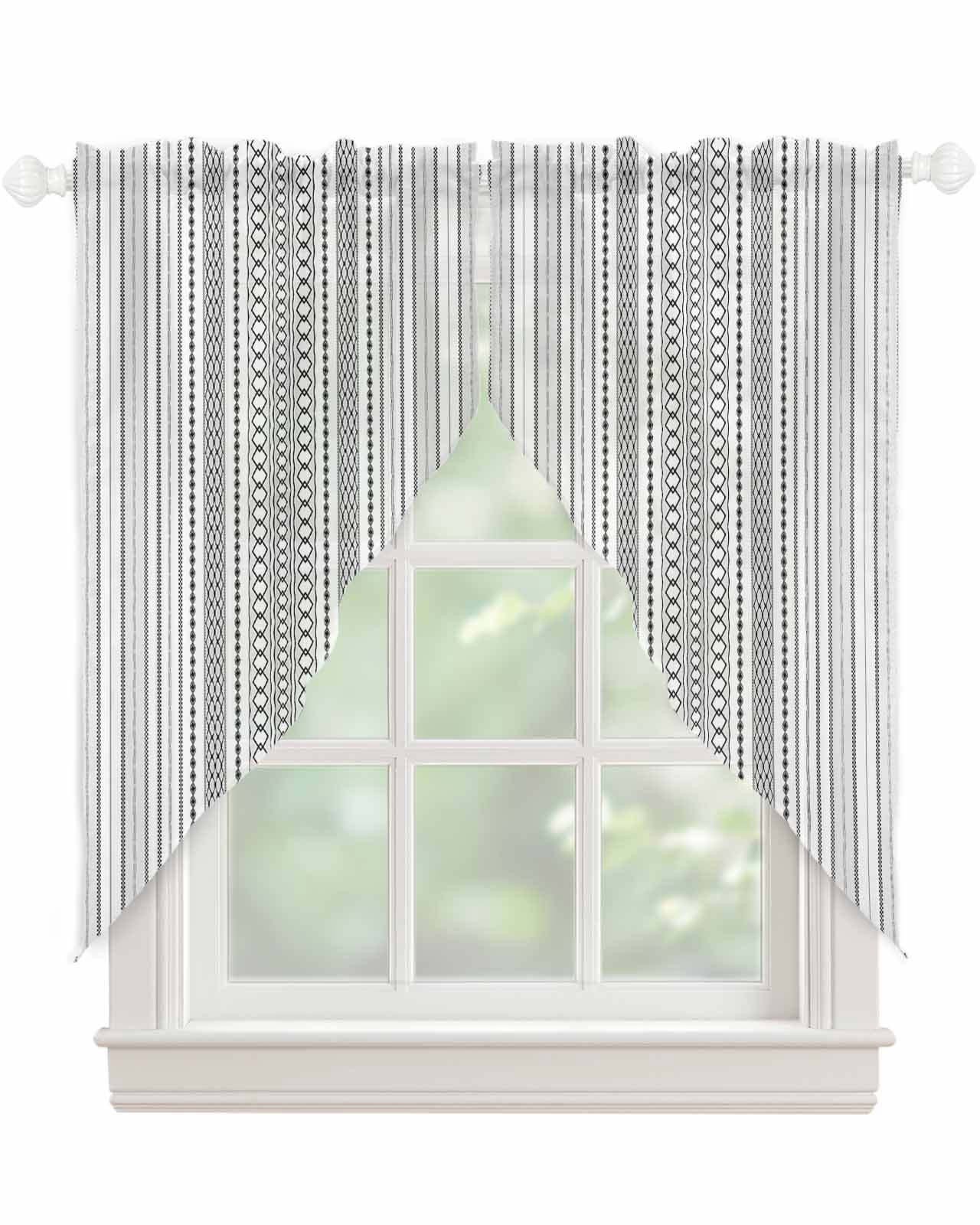 Black White Striped Swag Valances for Windows, Modern Farmhouse ...
