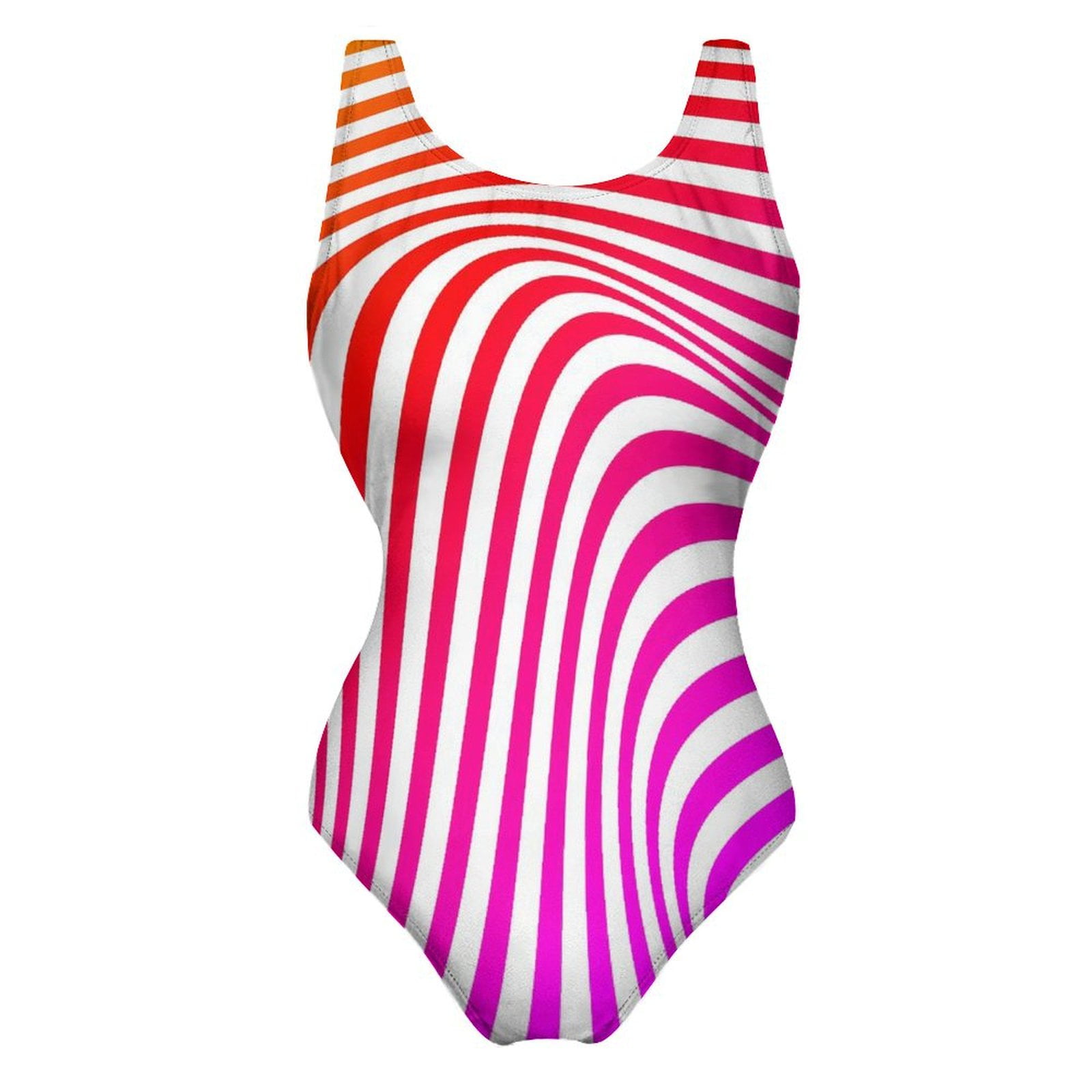 Black White Striped Swimsuit Abstract Lines Push Up Swimwear One Piece ...