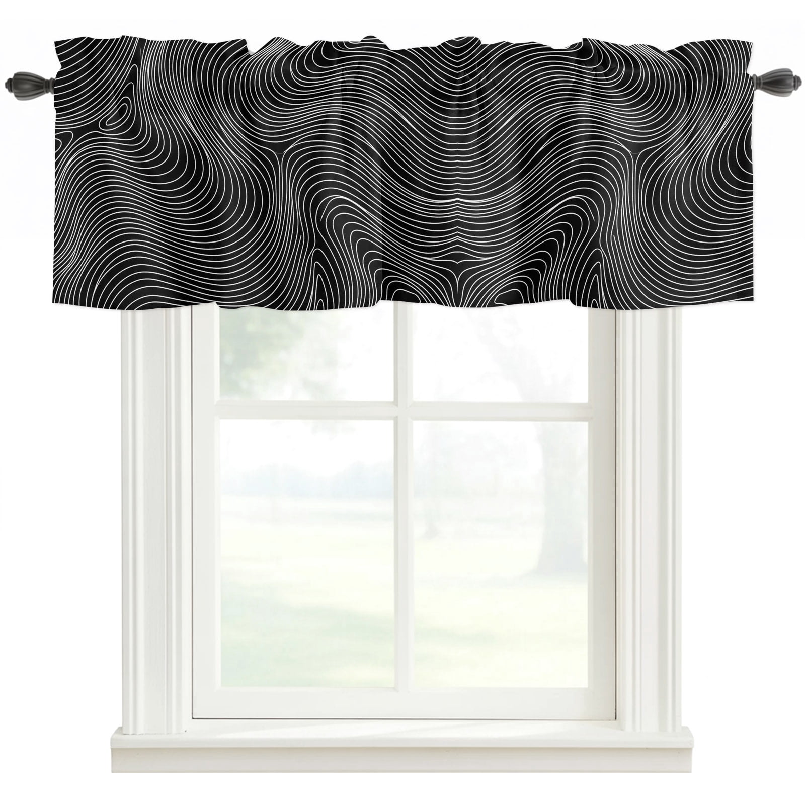 Black White Striped Valances for Windows Farmhouse Kitchen Curtains ...