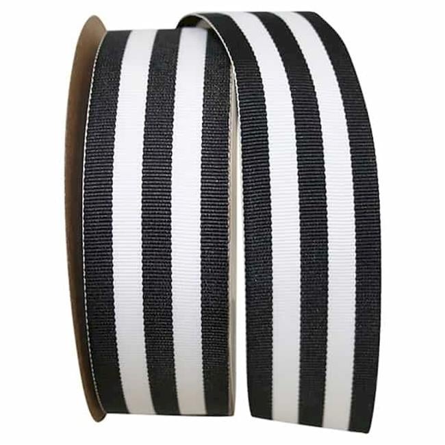 Black & White Striped Wired Ribbon - Walmart.com