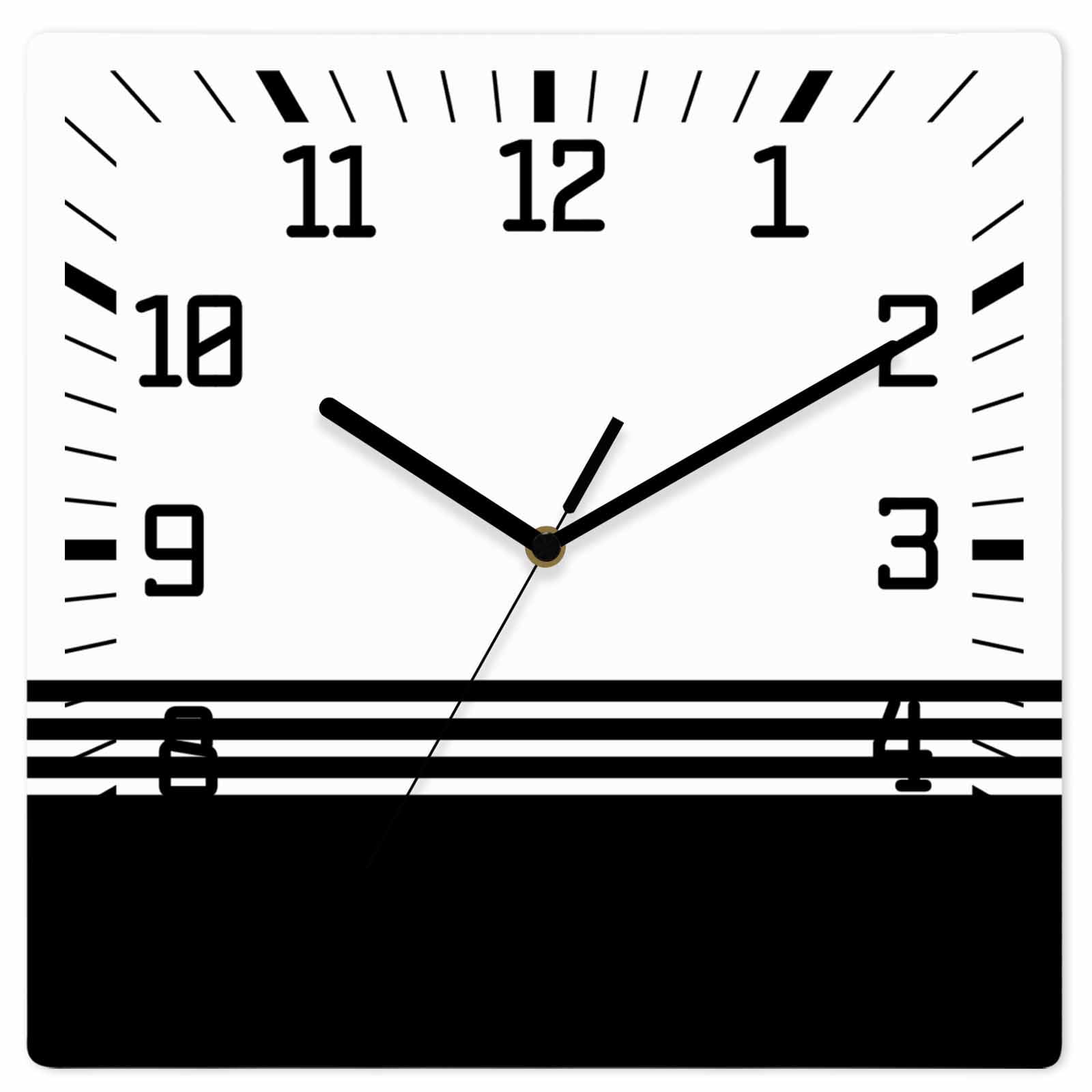 Black White Striped Wooden Wall Clock Silent Non Ticking, Modern ...