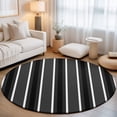 Black White Stripes 3' Round Rug for Bathroom Accent Bedside Corner ...