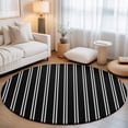 Black White Stripes 8' Round Rug for Open Concept Living Room Seating ...