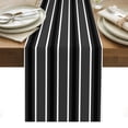 Black White Stripes Cotton Linen Table Runner Modern Minimalist Ink ...