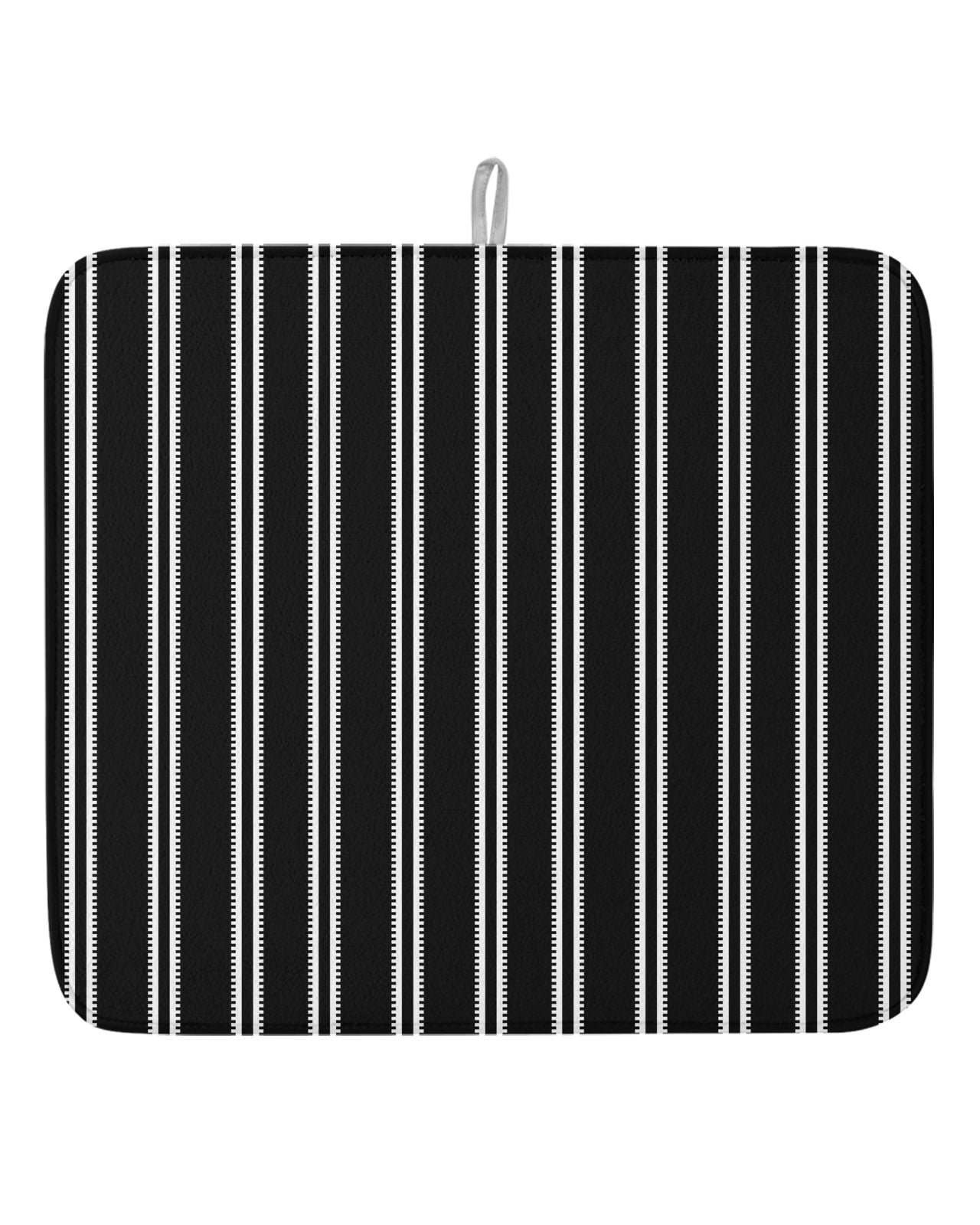 Black White Stripes Dish Drying Mat 16x18 inch Modern Black Verticals ...