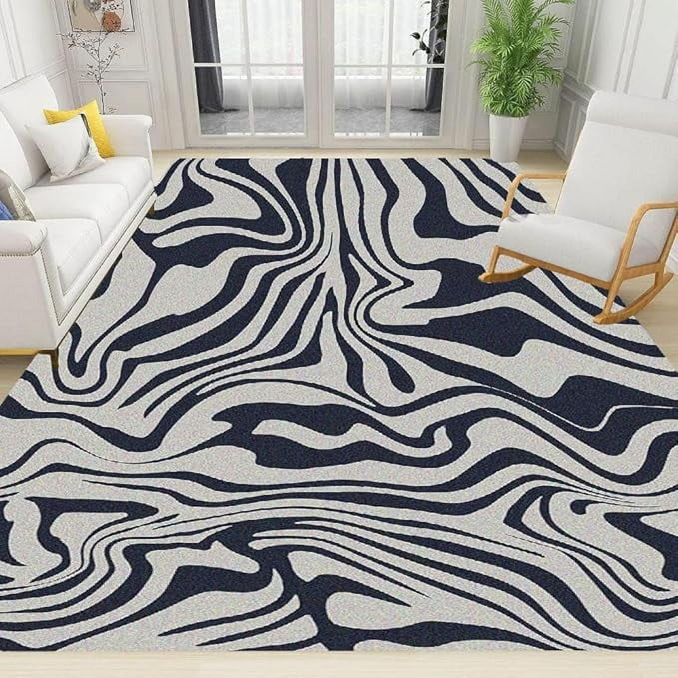 Black White Stripes Entryway Rug For Bathroom, Contemporary Abstract ...