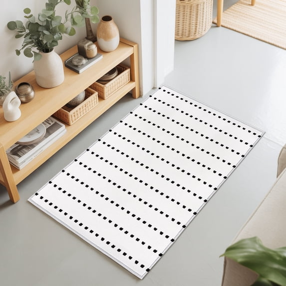 Black and White Stripes Rectangle Area Rug 2x3ft,Living Room Rug Non ...
