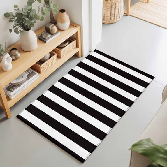 Black and White Stripes Rectangle Rug 2'x3' Modern Geometric Art ...