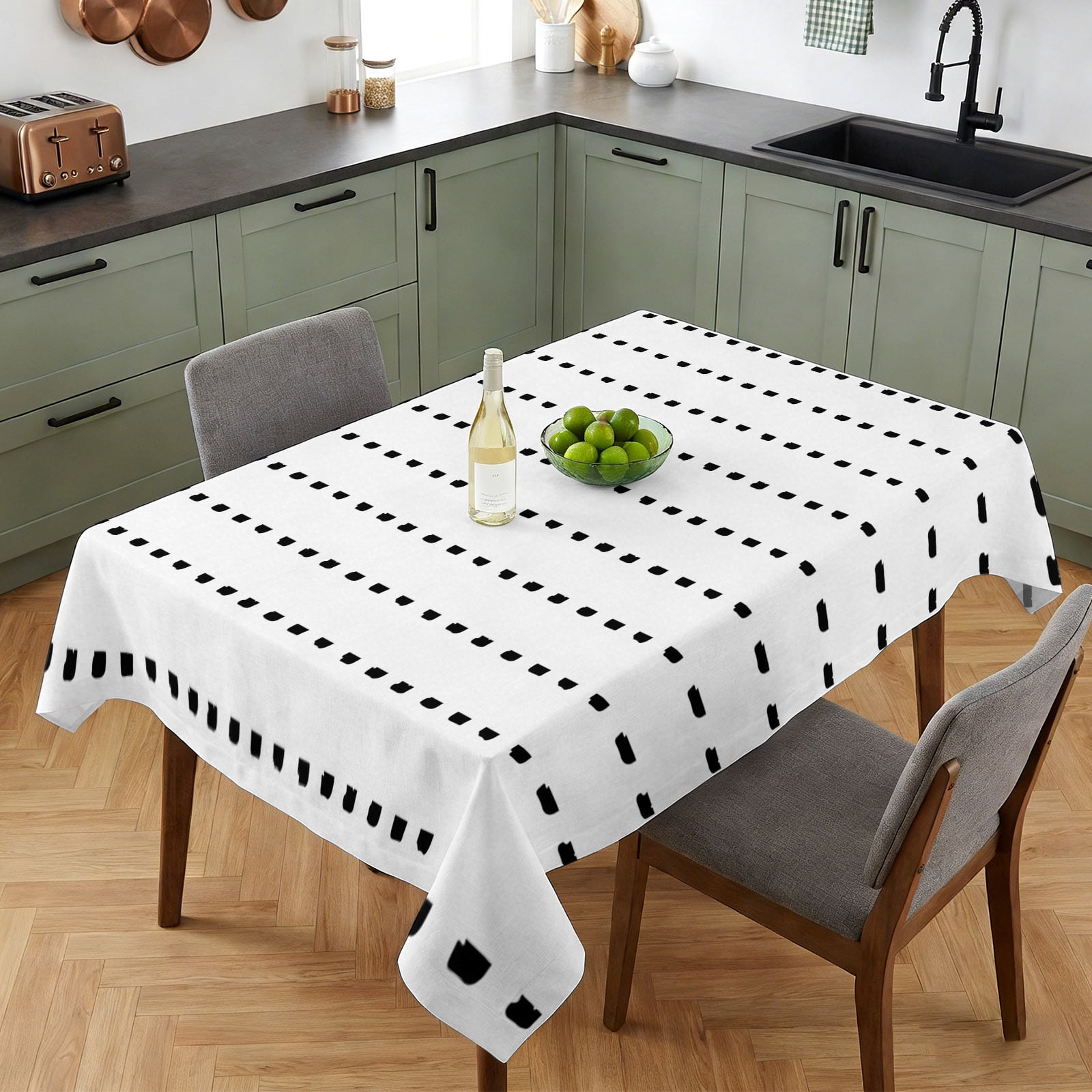 Black and White Stripes Table Cloth 52x70in, Waterproof Rectangle ...