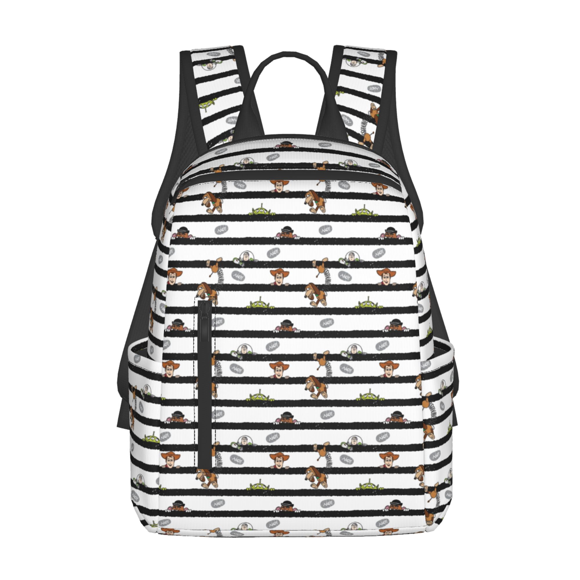 Black White Stripes To-y St-ory Lightweight Backpack, Holiday Travel ...