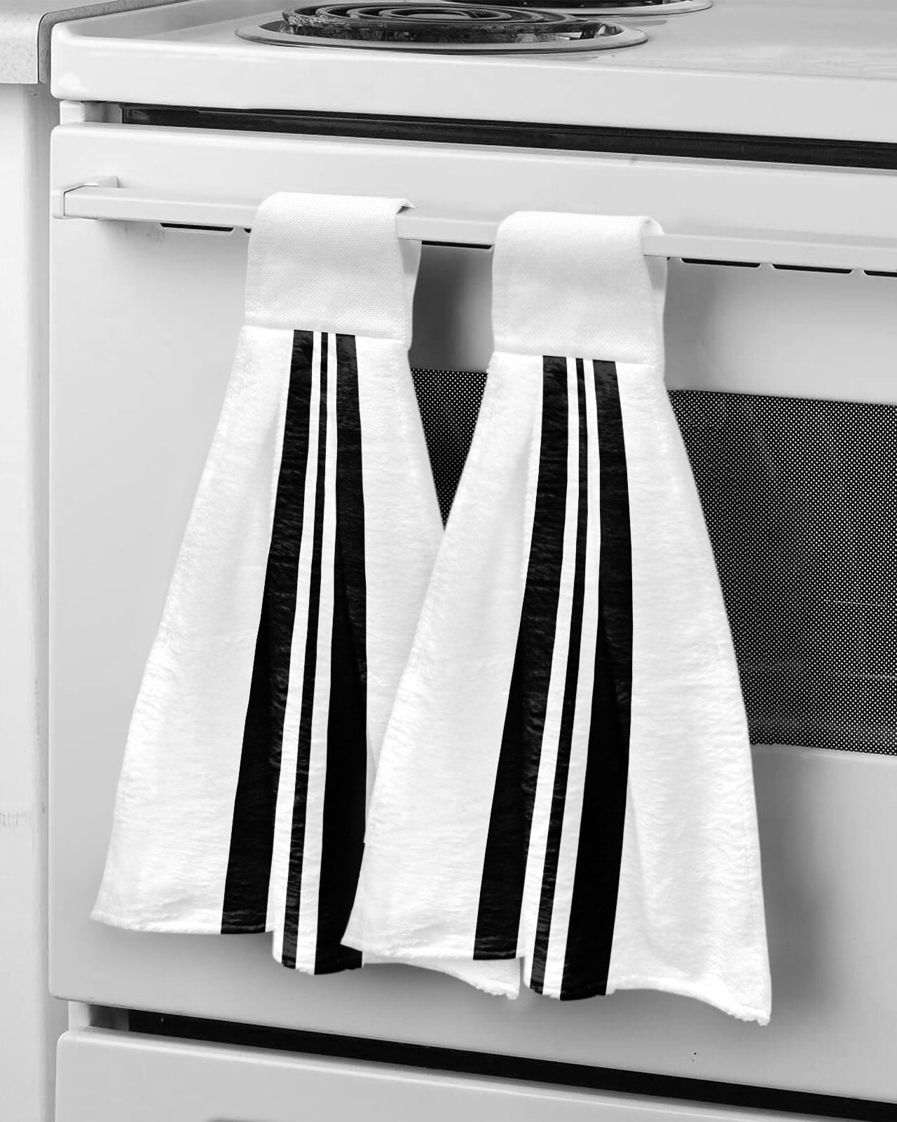 Black White Strips Custom Wipe Hand Towel Absorbent Hanging Towels Home ...