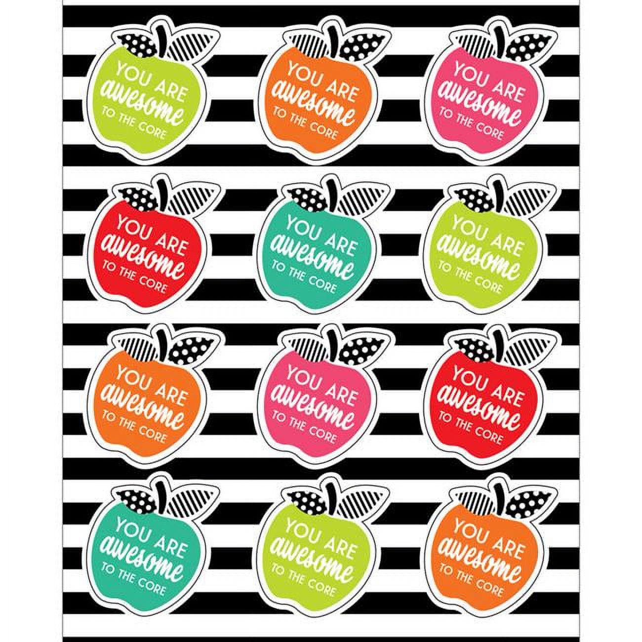 Black, White & Stylish Brights Motivational Apples Stickers, Pack of 72 ...