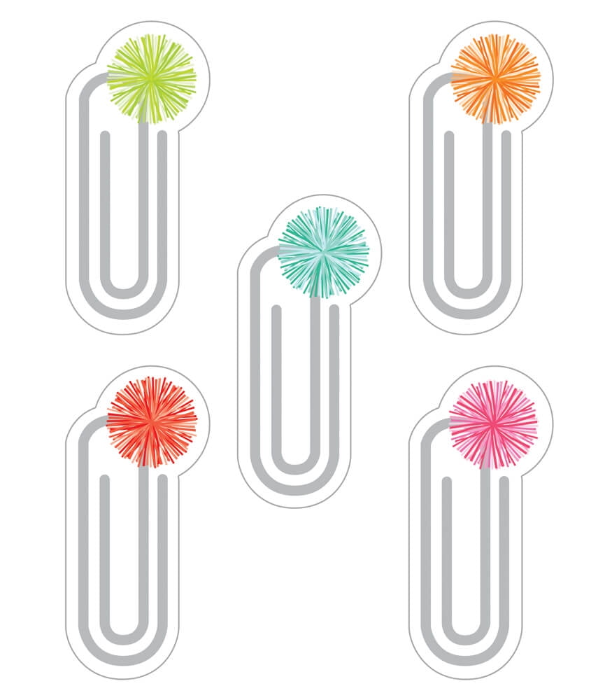 Black, White & Stylish Brights Paper Clips Mini Cut-Outs, Pack of 56 ...