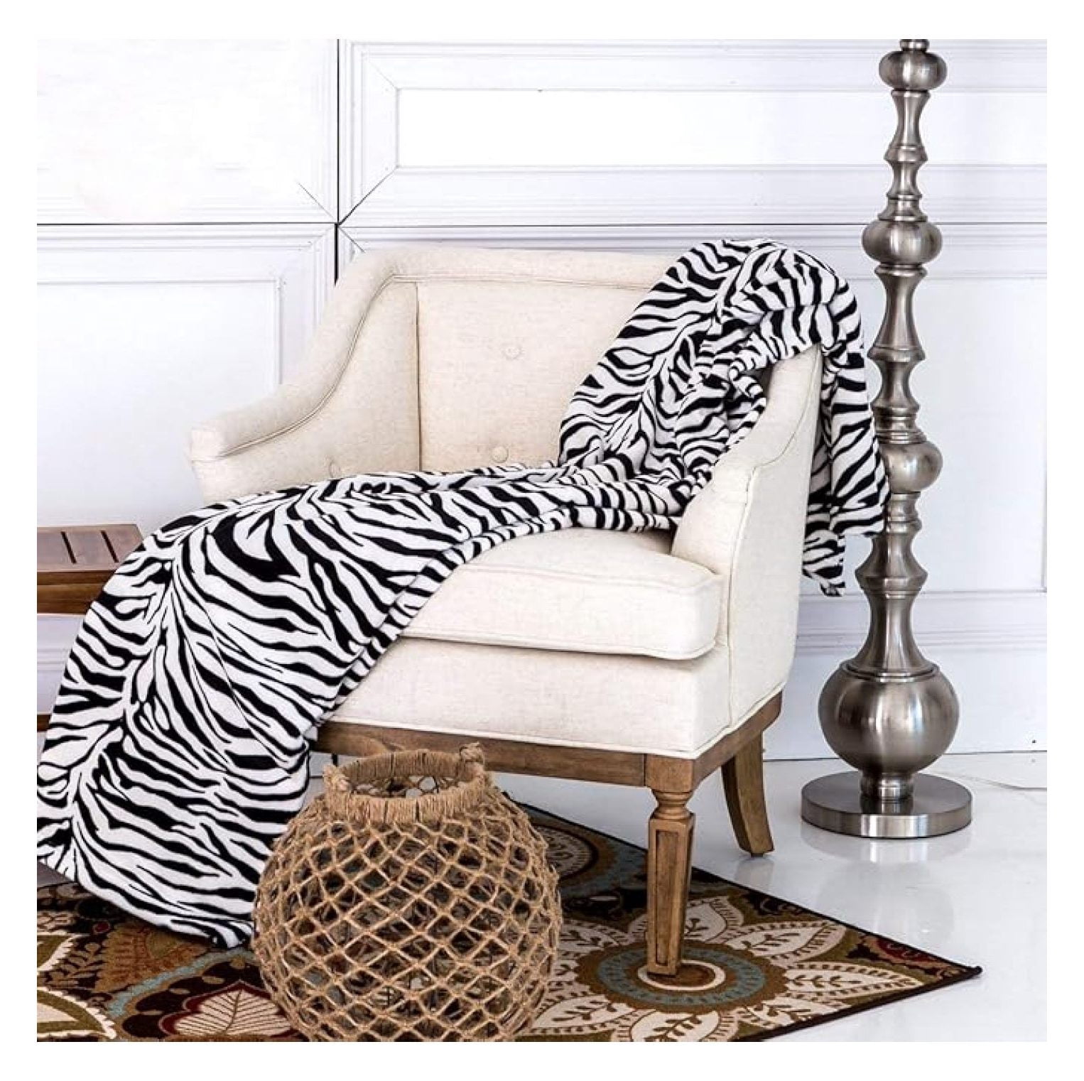 Black White Super Soft Zebra Skin Micro Fiber Blanket Size, King 90"x92 ...