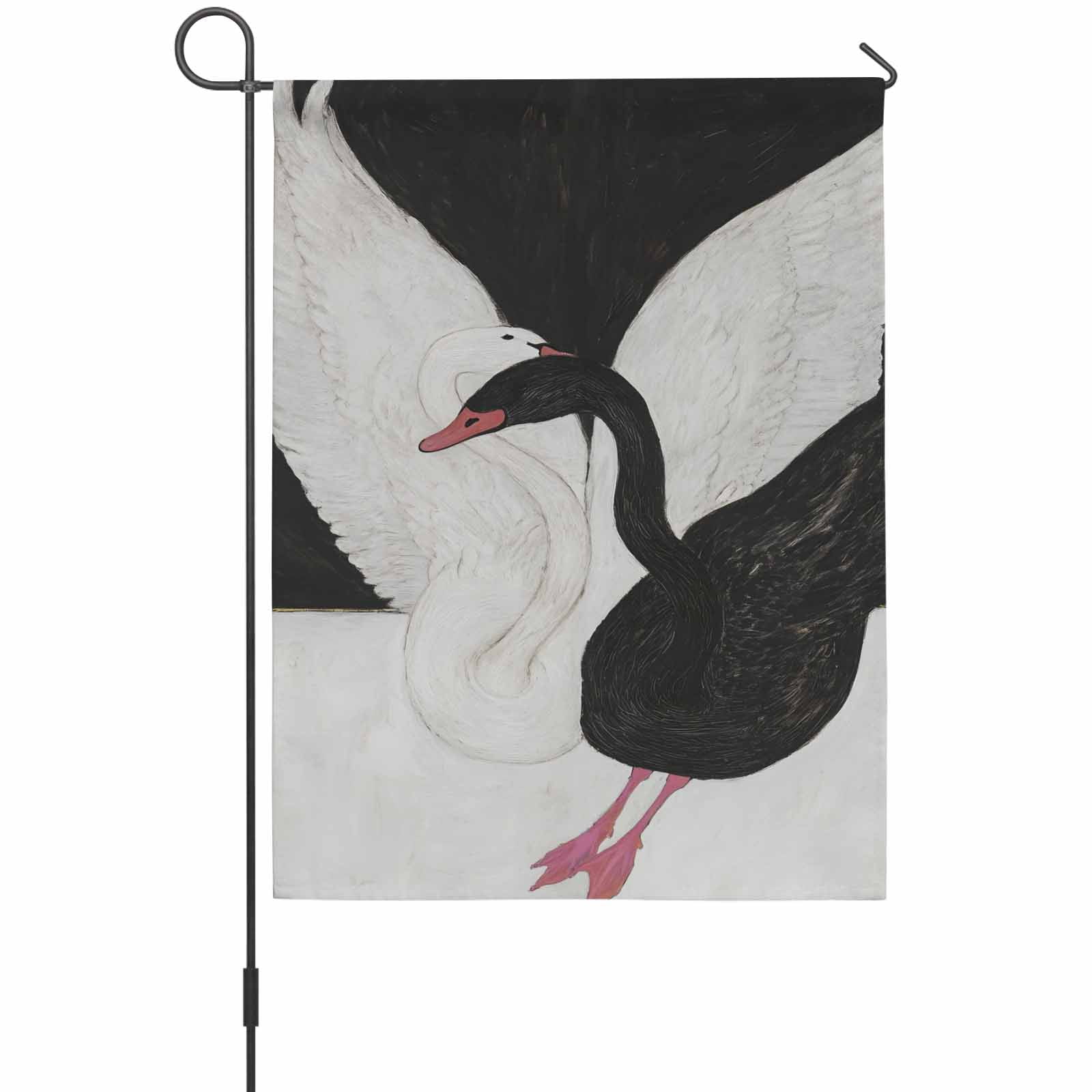 Black White Swan House Flag 28 x 40 Inches, Vintage Romantic Swan ...