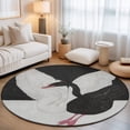 Black White Swan Round Living Room Rugs 5 ft, Vintage Romantic Swan ...
