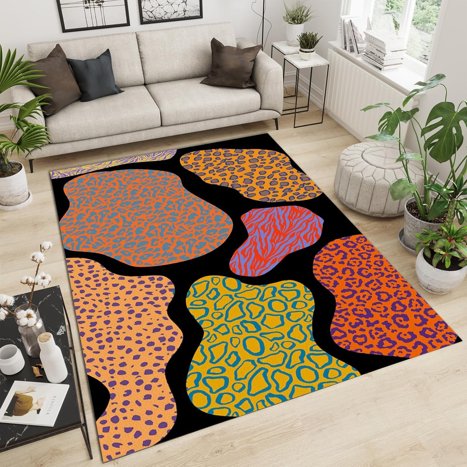 Black White Swirl Area Rug Psychedelic Abstract Lines Breathable ...