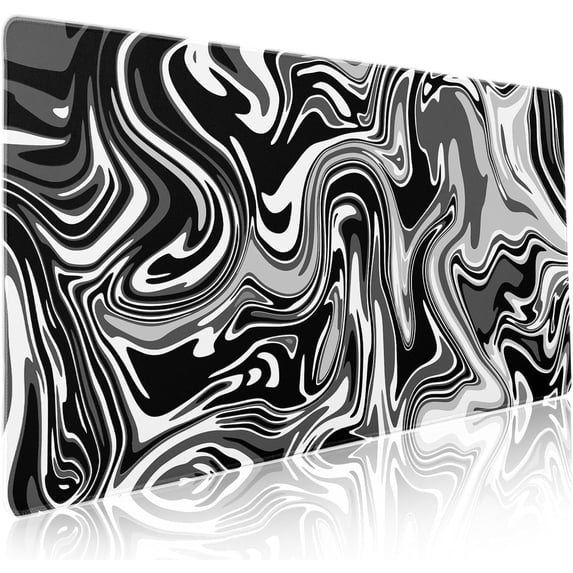 Black White Swirl Gaming Mouse Pad XXL Gray Marble Grey Fluid Design ...