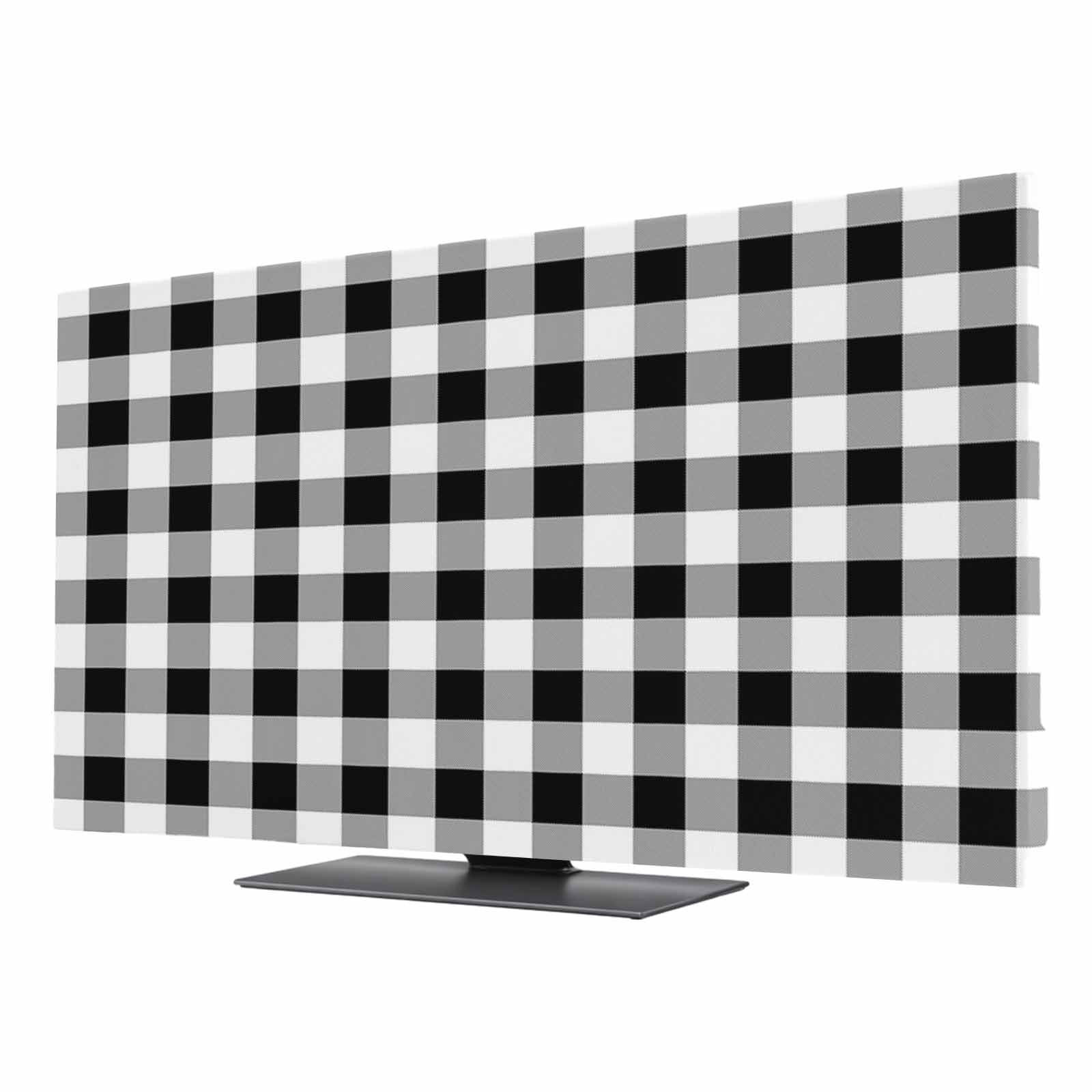 Black White TV Dust Cover 75 Inch, Buffalo Plaid Computer Monitor Cover ...