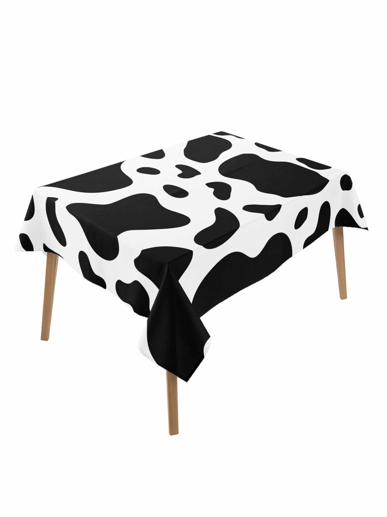 Black and White Table Cloth, Farmhouse Cow Black White Waterproof ...