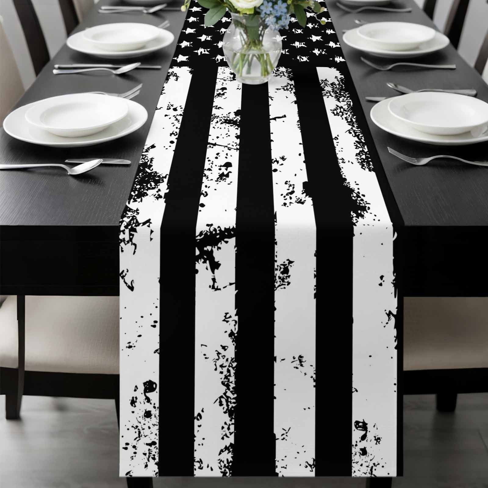 Black White Table Runner