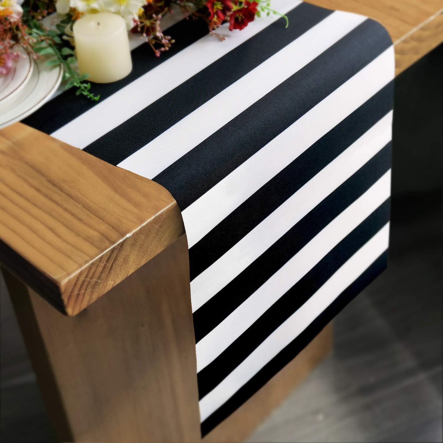 Black and White Table Runner Checkerboard Racing Theme Table Cloth for ...