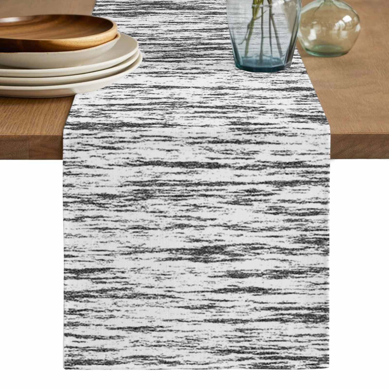 Black and White Table Runner, Modern Striped Geometric Abstract Art ...
