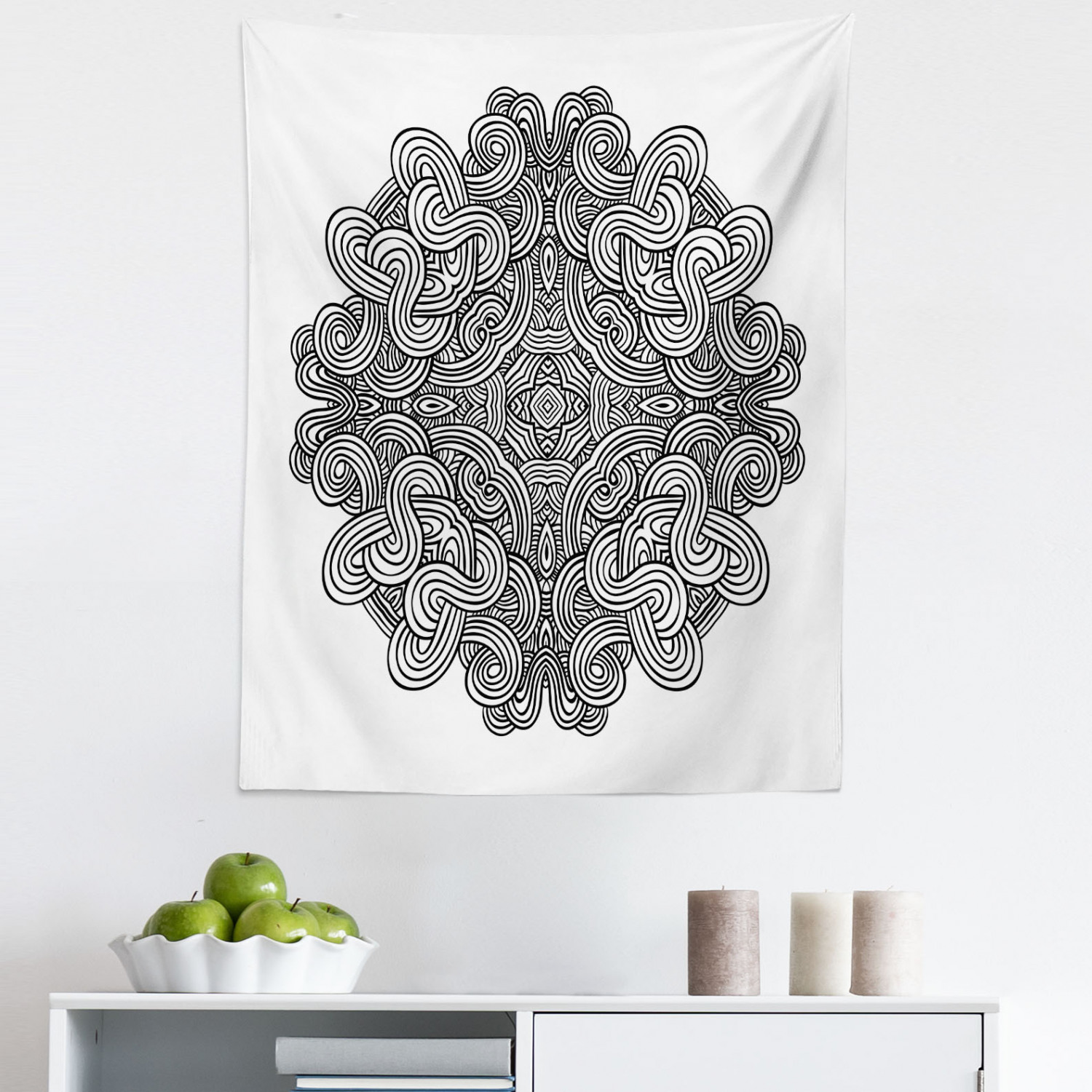 Black White Tapestry, Circular Macro Celtic Knot with Twisted Spirals ...