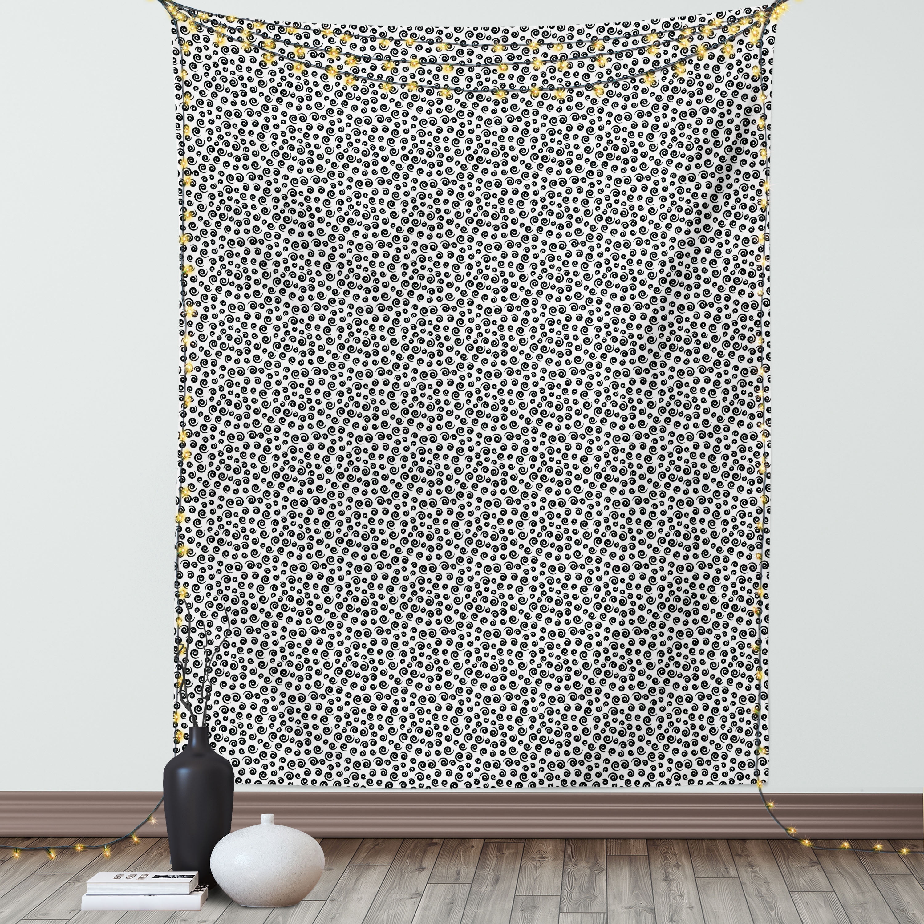 Black and White Tapestry, Various Size Spiral Shapes in Different ...