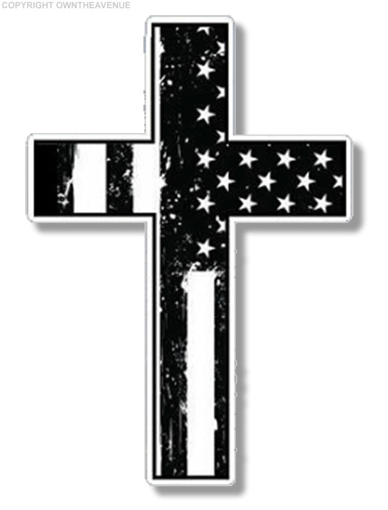 Black & White Tattered Cross sticker decal - Christian Jesus 5" - Model ...