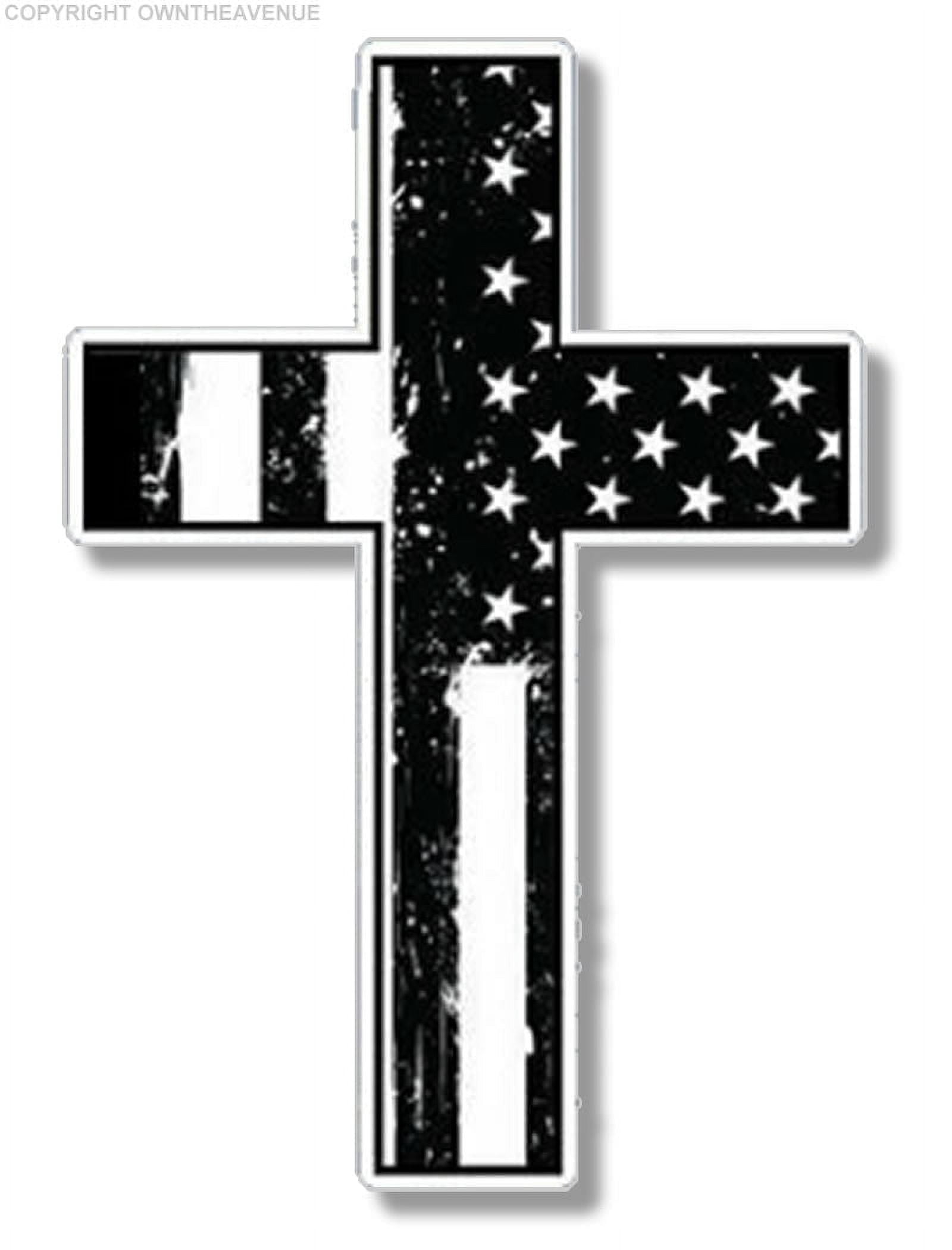 Black & White Tattered Cross sticker decal - Christian Jesus 5" - Model ...