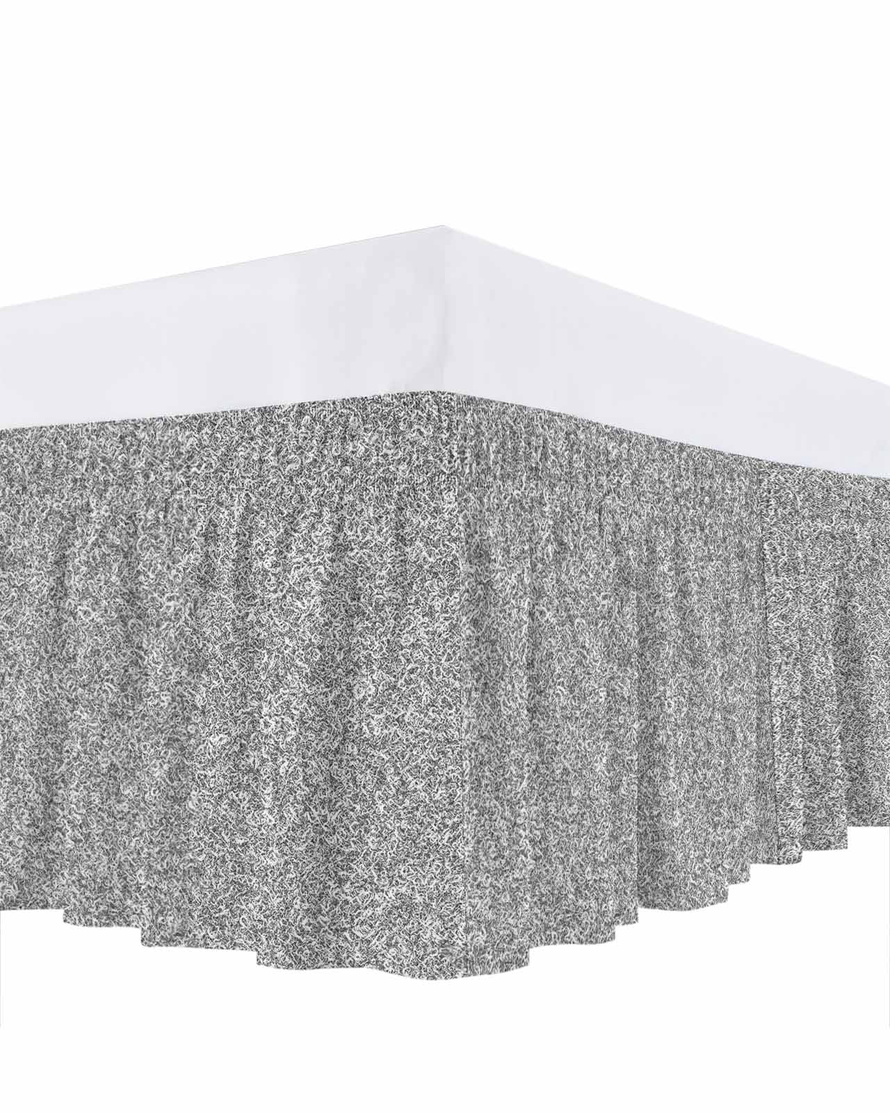 Black White Texture Bed Skirt Abstract Modern Bed Skirts Queen Size 16 ...