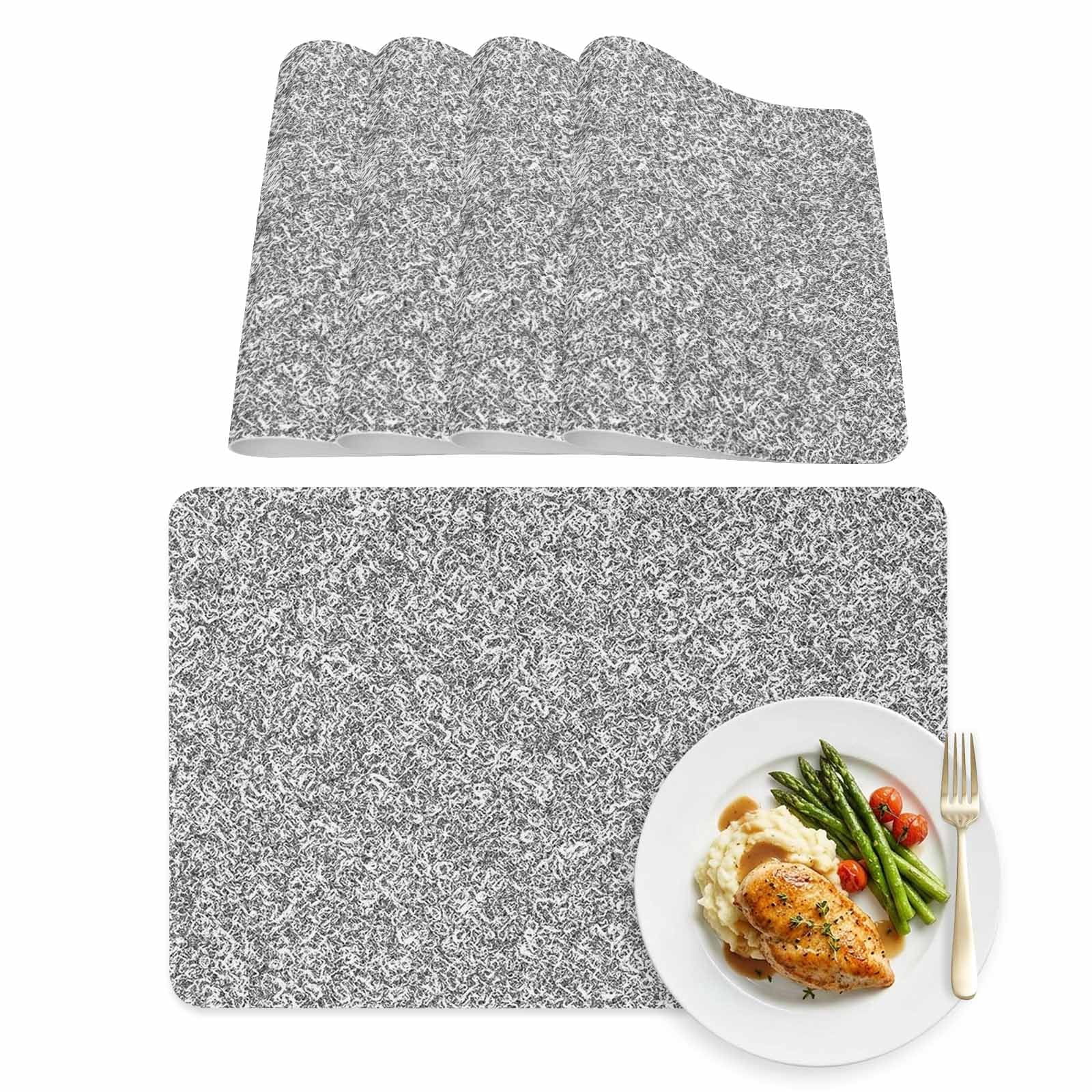 Black White Texture Leather Placemats Set of 4, 12x18 Inch, Abstract ...