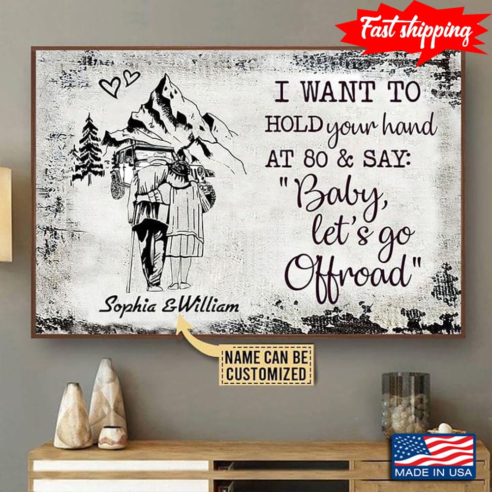 Black & White Theme Customized Name Old Couple I Want To Hold Your Hand ...