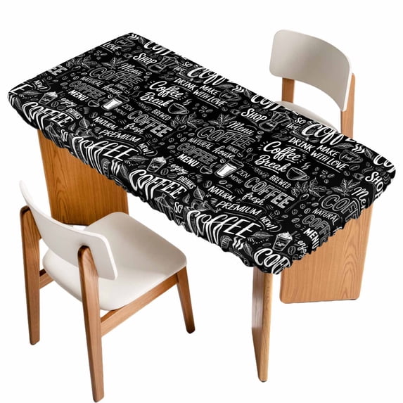 Black White Theme Fitted Rectangle Tablecloth 32" x 72" Modern Bread ...