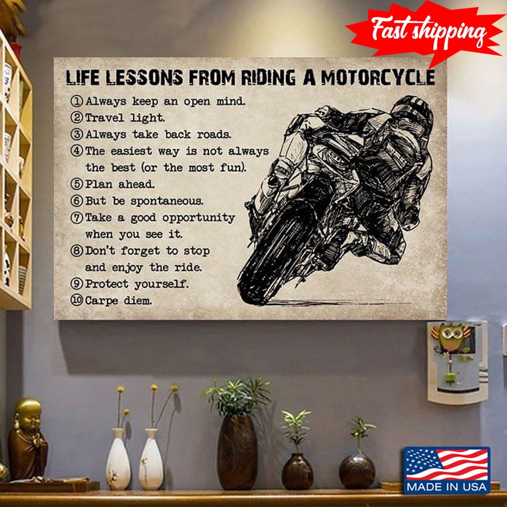 Black & White Theme Life Lessons From Riding A Motorcycle 16 x 24 Inch ...