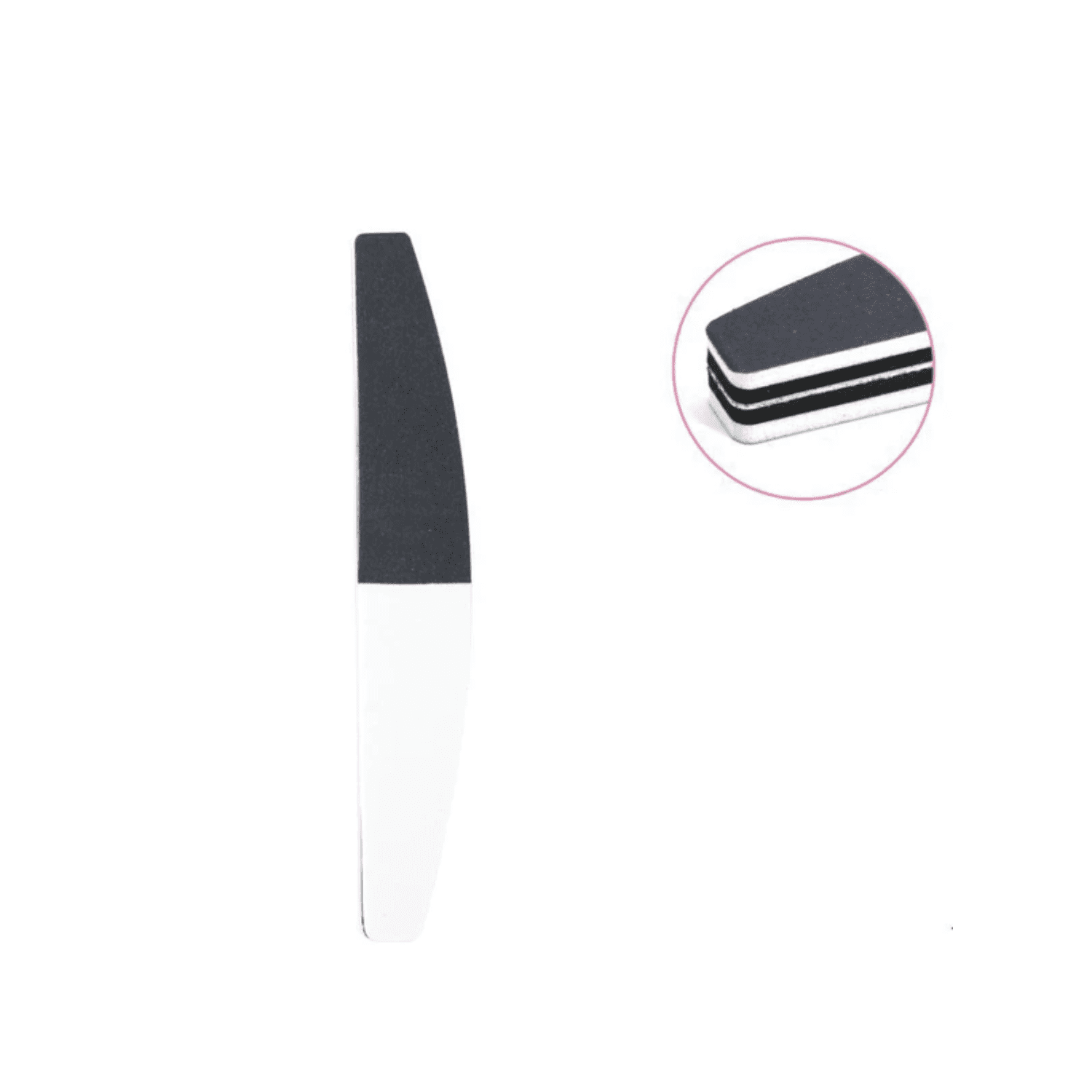 Black & White Thickened Semicircular Nail Buffer File – Double-Sided ...
