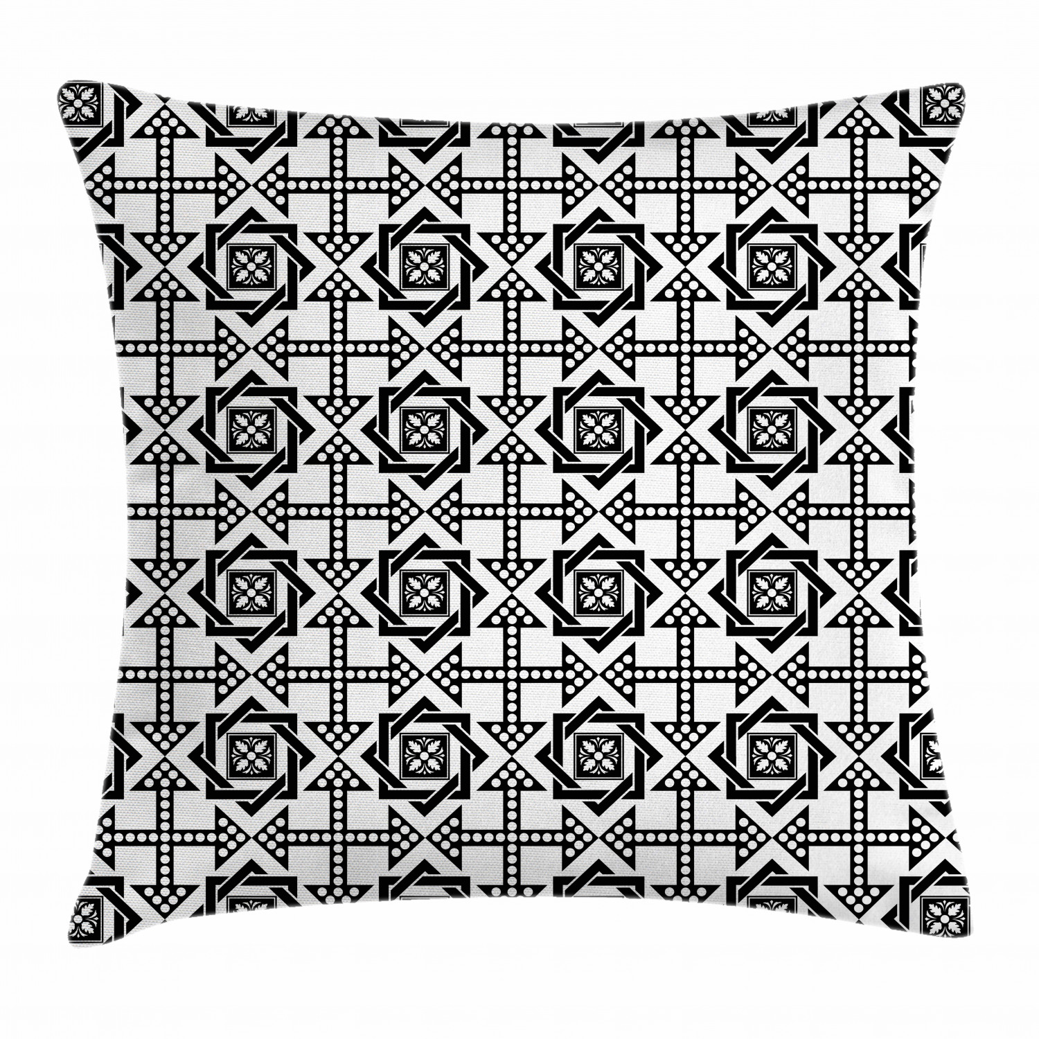 Black and White Throw Pillow Cushion Cover, Celtic Star Pattern with ...